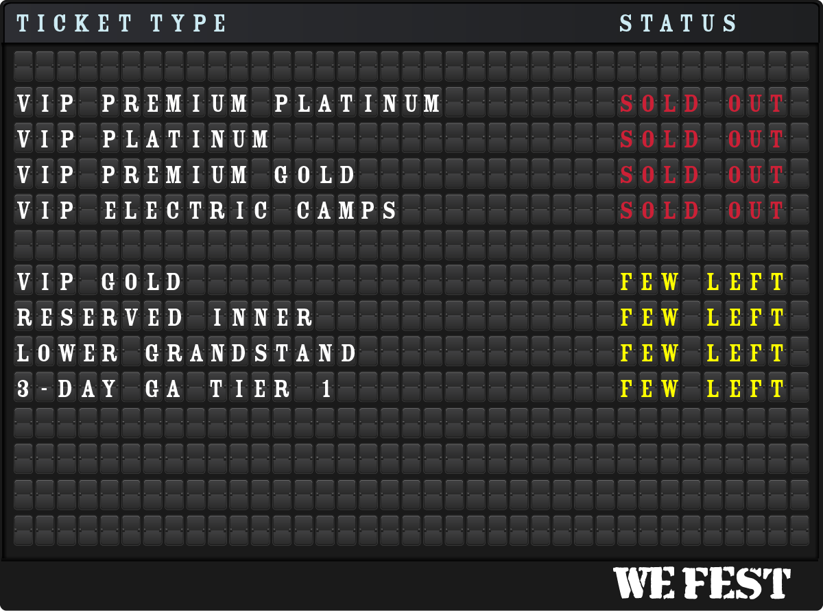 Tickets - WE Fest Country Music Festival